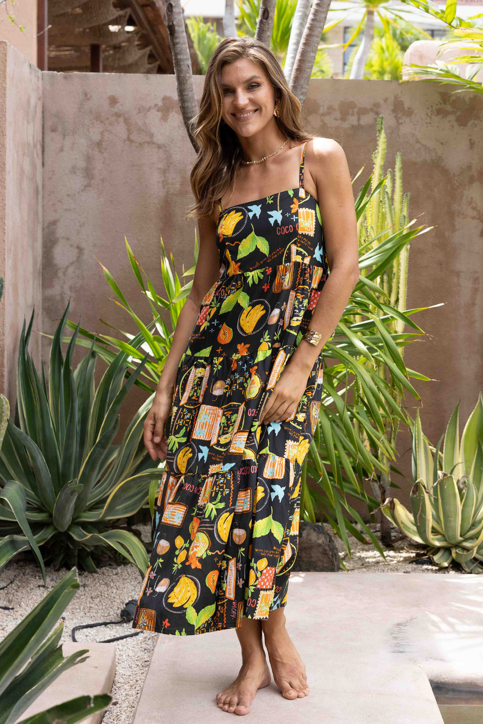 VGLD700 - ELLIE MIDI DRESS - COCO VACAY MIDNIGHT – Go Girl Wholesale